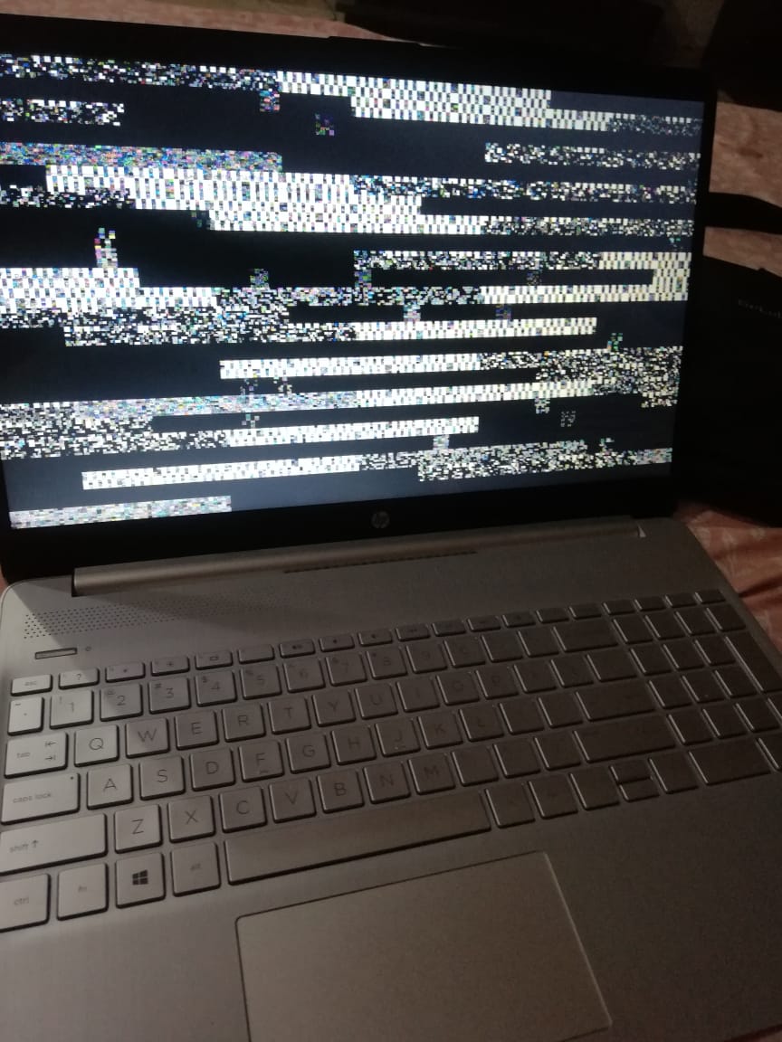 Screen becomes black with white lines - HP Support Community - 8460083