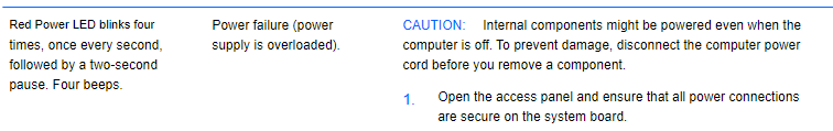 4 beeps and display normally - HP Support Community - 8462952