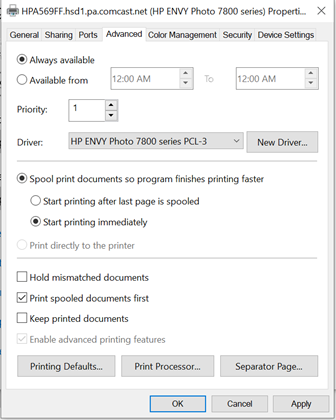 Color print prompt option not available under printer prefer... - HP ...