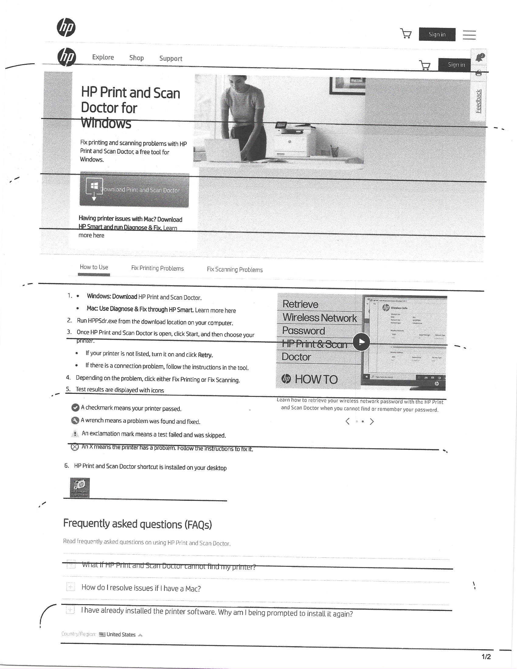 Black Horizontal Lines Fixable? - OfficeJet Pro 6978 - HP Support ...