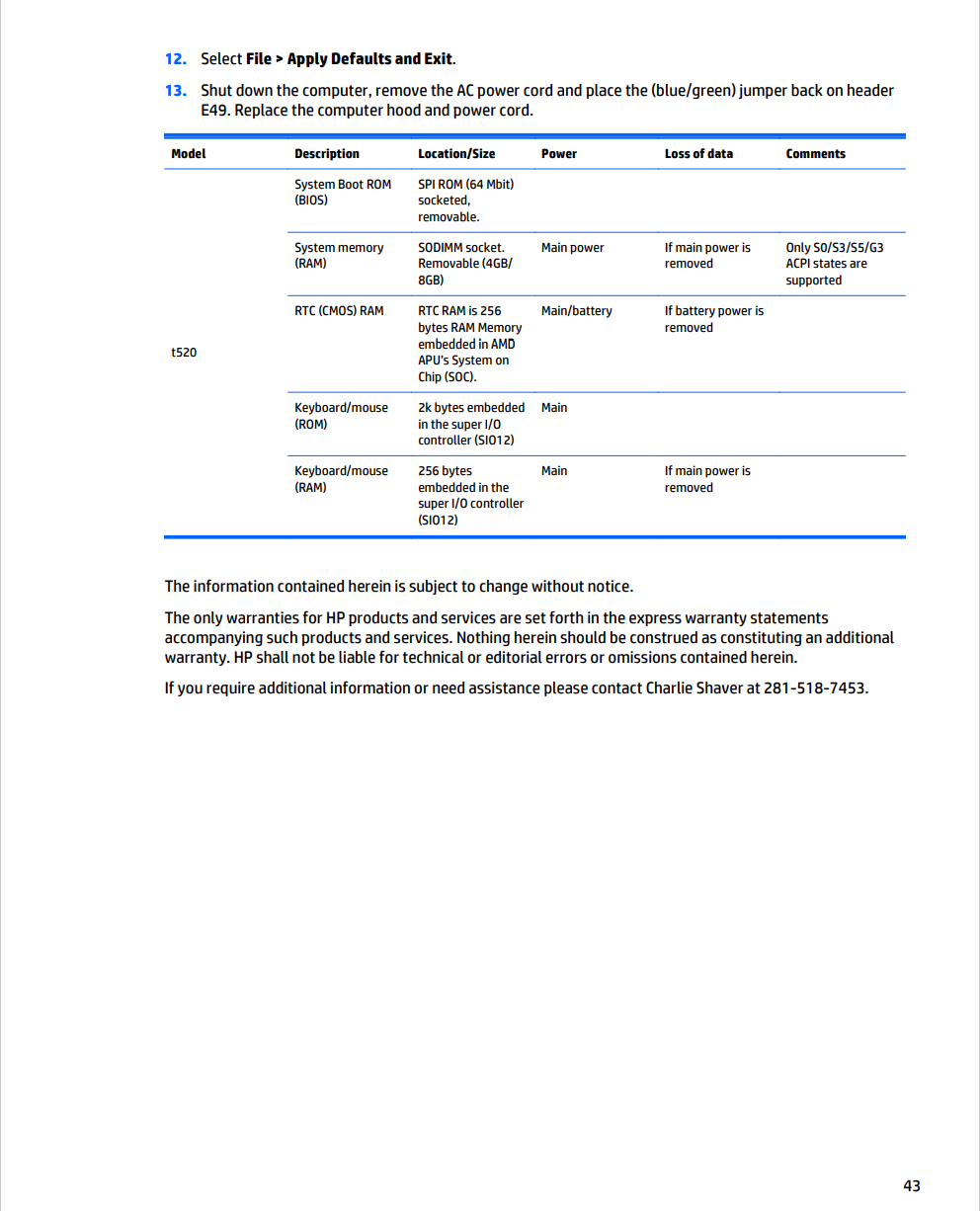 Statements of Volatility for T5540 an dT5550 - HP Support Community ...