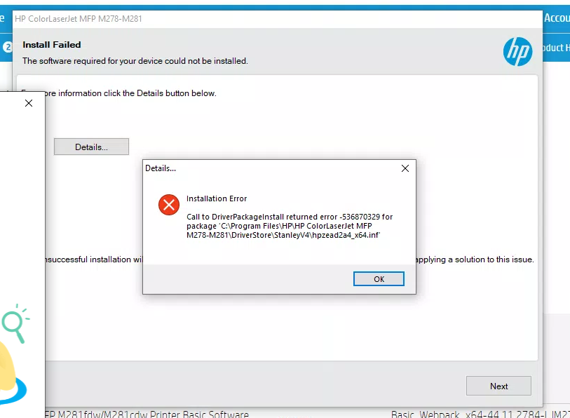 Laserjet Pro M281 fdw driver install error - HP Support Community - 8477714