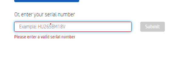 It says my serial number is invalid - HP Support Community - 8472804