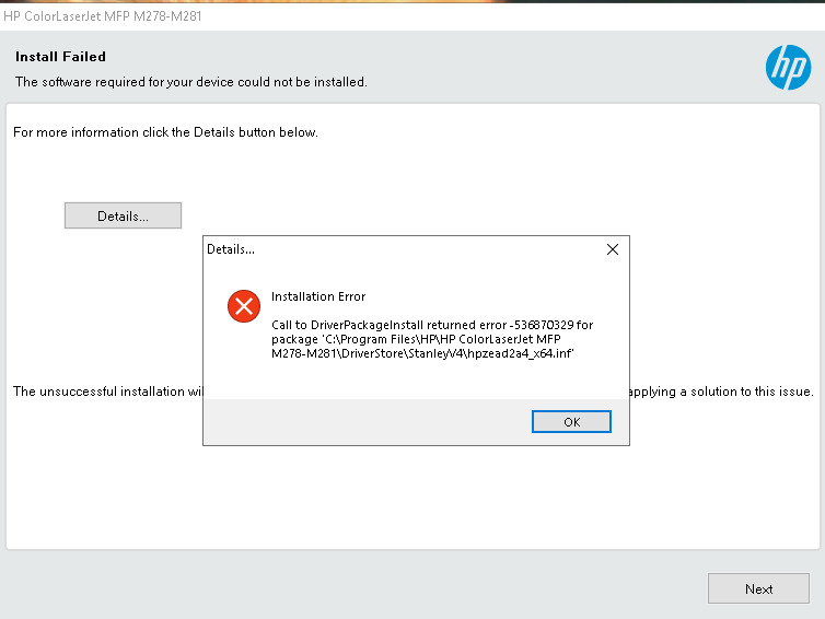 Laserjet Pro M281 fdw driver install error - HP Support Community - 8477714