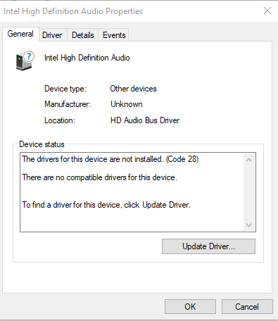 Does not dettect audio internal hardware after updating all ... - HP ...