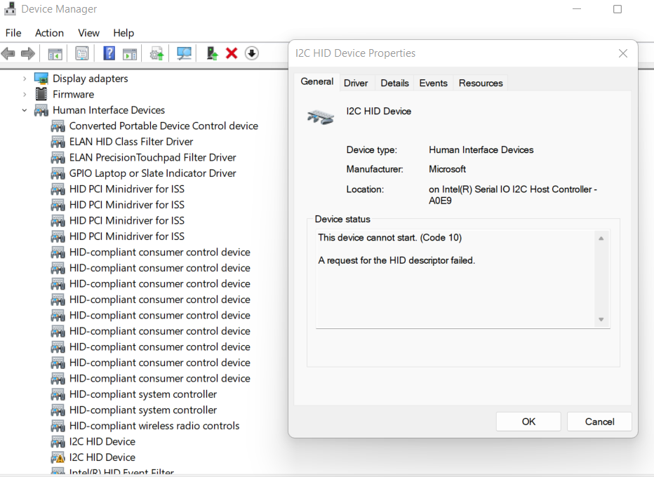 Touchscreen not working i2c HID driver error - HP Support Community ...