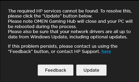 Solved: The Required Hp services cannot be found. Omen 16 - HP Support ...