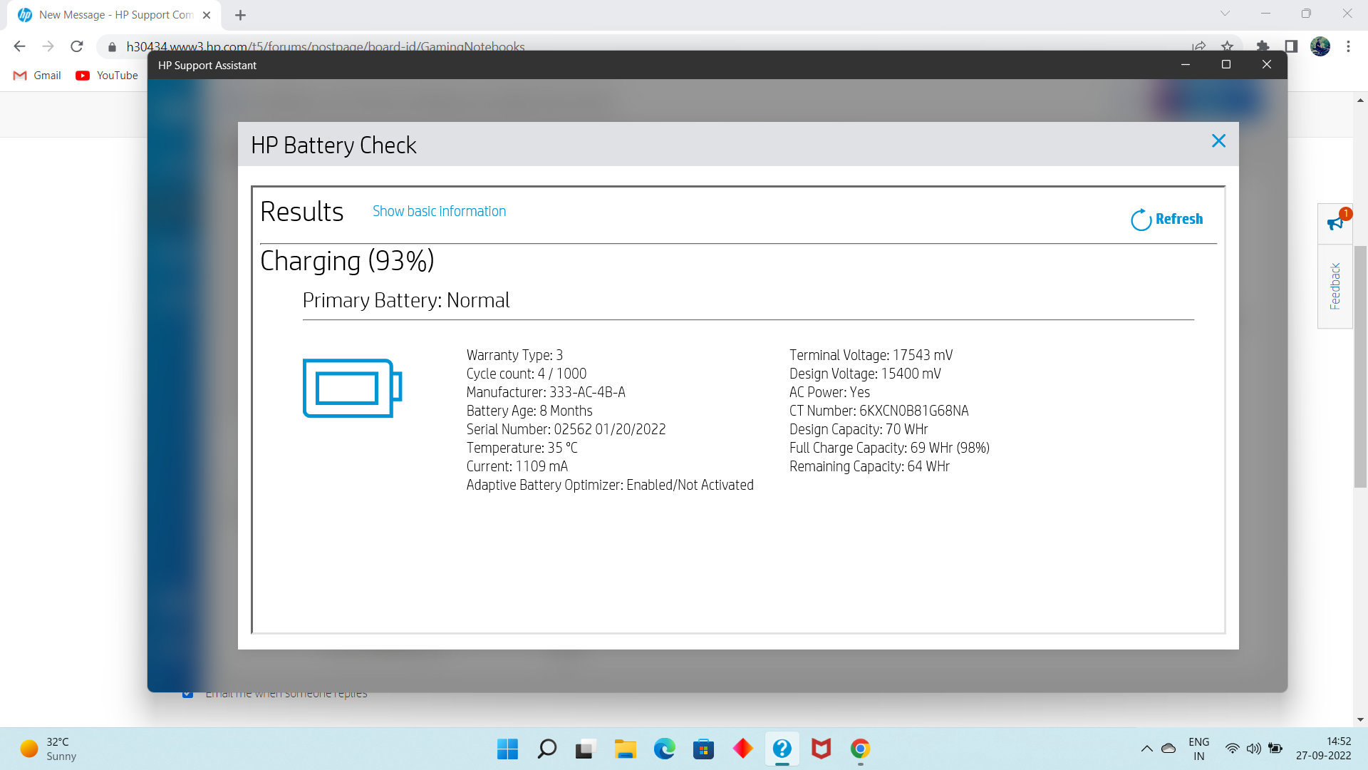 my battery health dropped by 2% and i bought this laptop 3 d... - HP ...