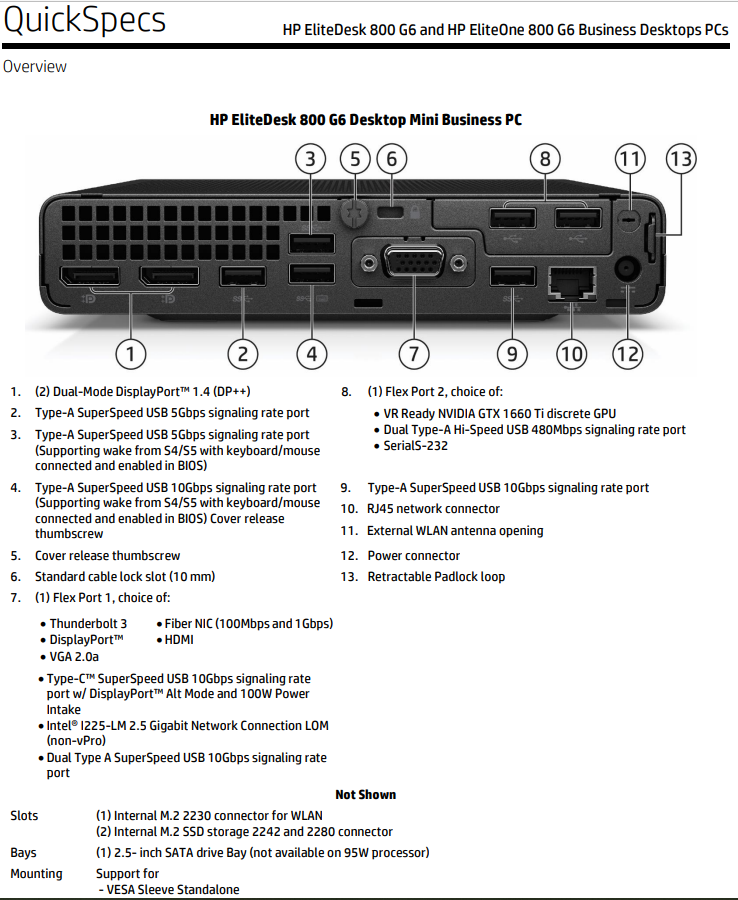 HP Serial Port Flex IO 2nd v2, Elitedesk 800 G6 Mini Desktop... - HP ...