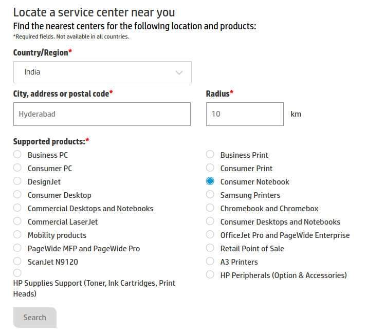need HP service center in Hyderabad - HP Support Community - 8497873