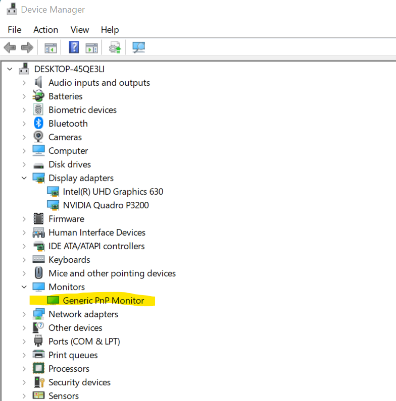 win 11 Display adapter show as PnP Monitor - HP Support Community - 8505063