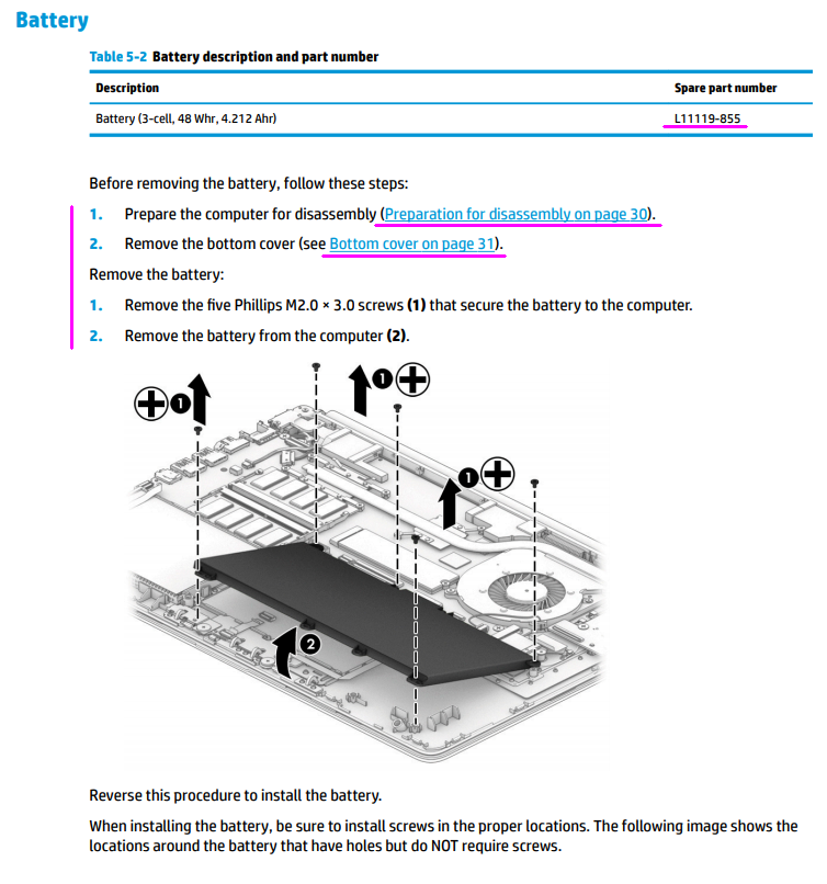 Battery replacement - HP Support Community - 8505789