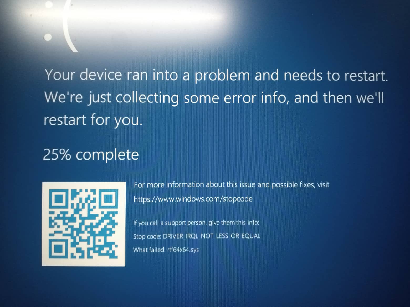 Showing error Stop code: DRIVER_IRQL_NOT_LESS_OR_EQUAL - HP Support ...