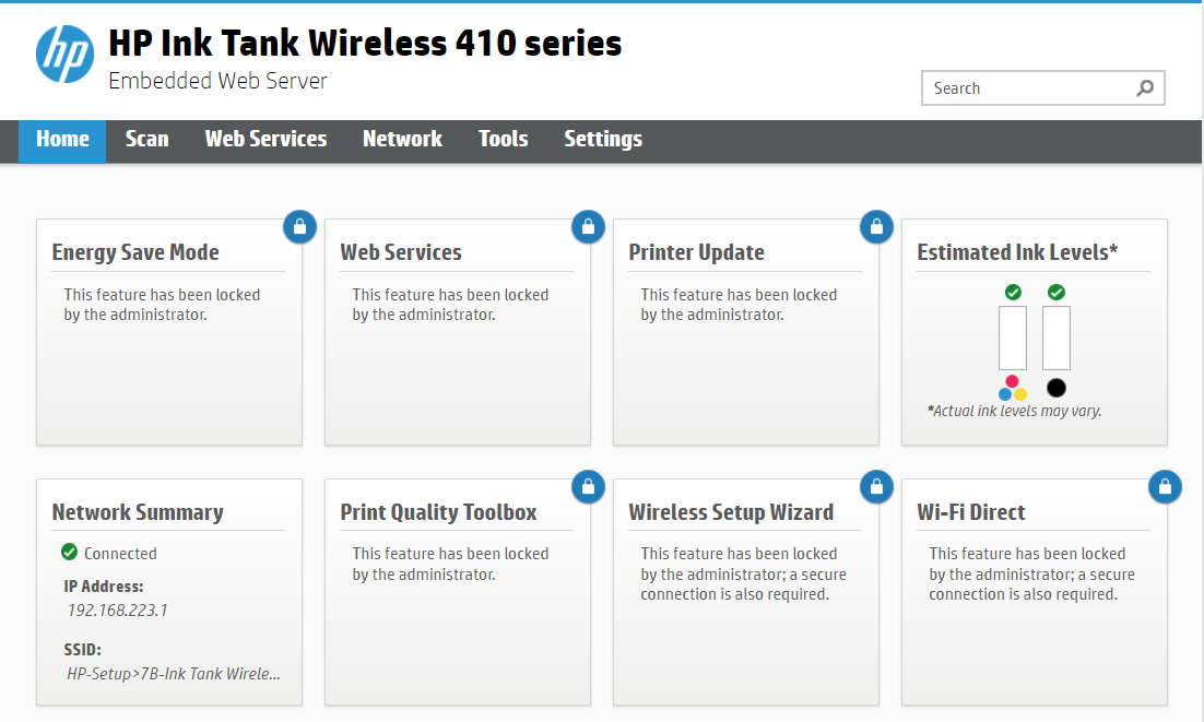 I need to reset Embedded Web Server password for Ink Tank Wi... - HP ...
