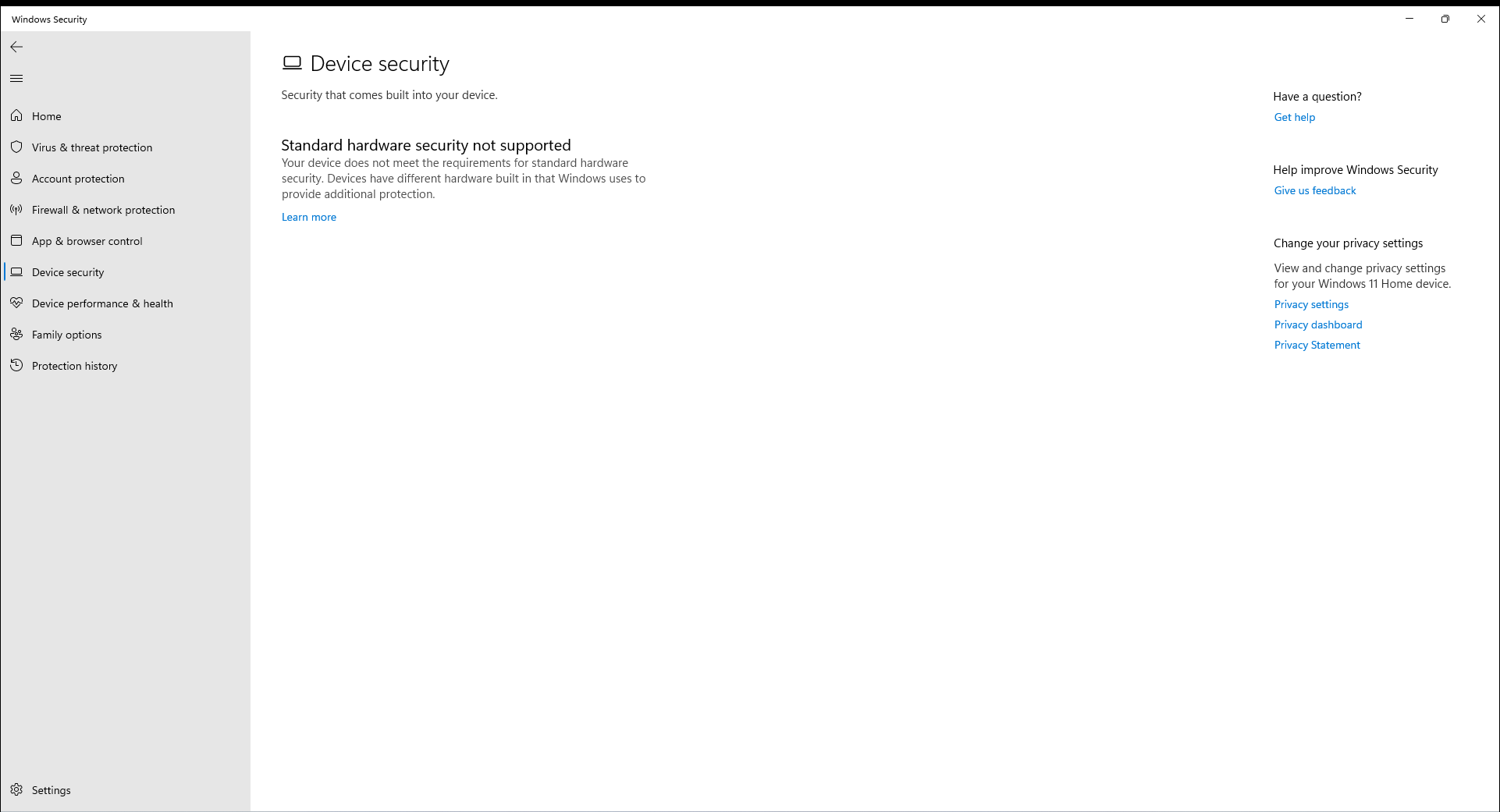 Standard hardware security not supported - HP Support Community - 8524631
