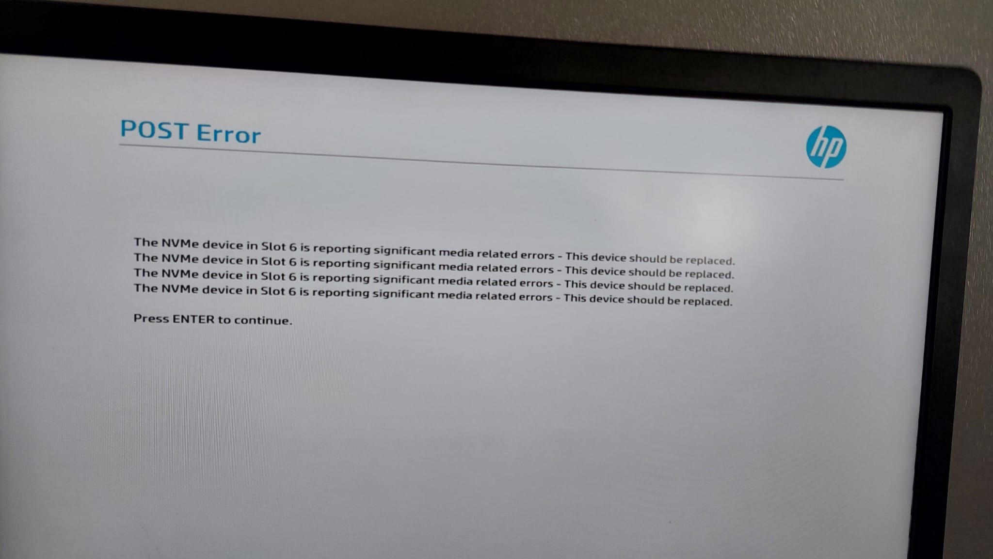 When the PC boot up ths error is appeared, What I done is re... - HP ...