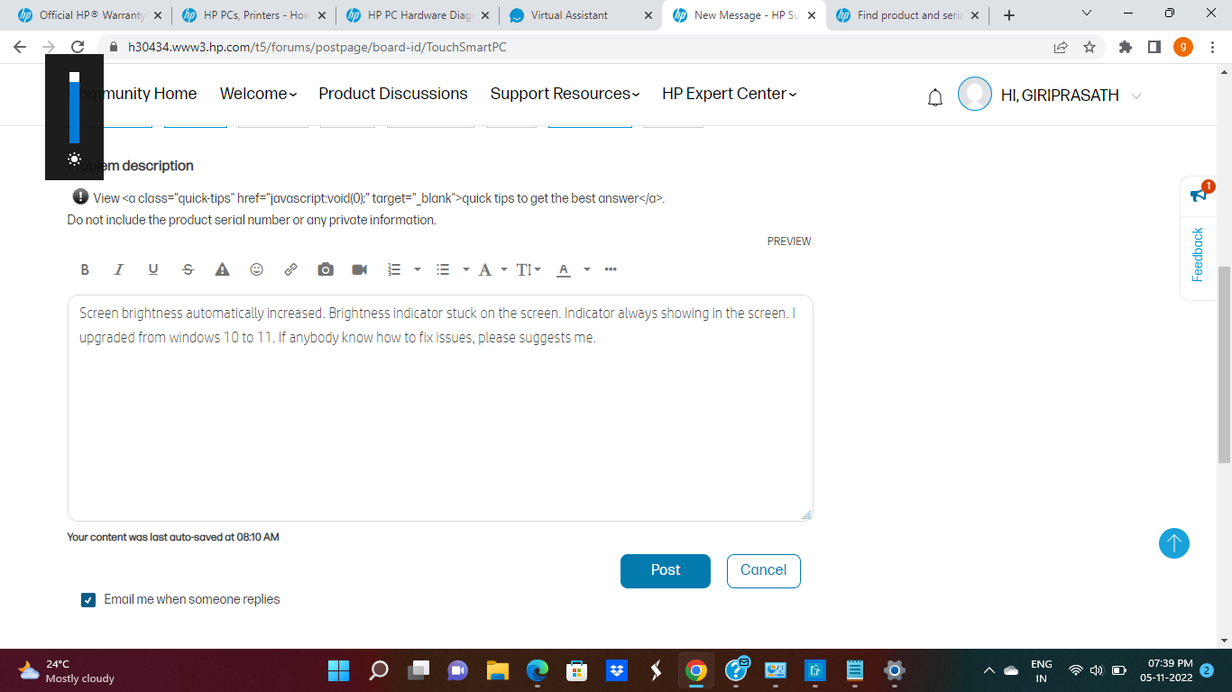 Solved: Brightness automatically increased - HP Support Community - 8530006