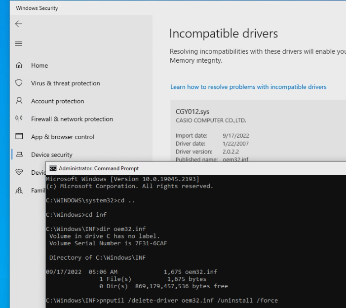 in Security-- Memory integrity cannot be turned on - HP Support ...