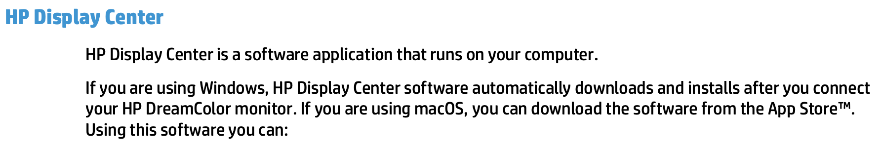 HP Display Center is not available on the App Store - HP Support ...