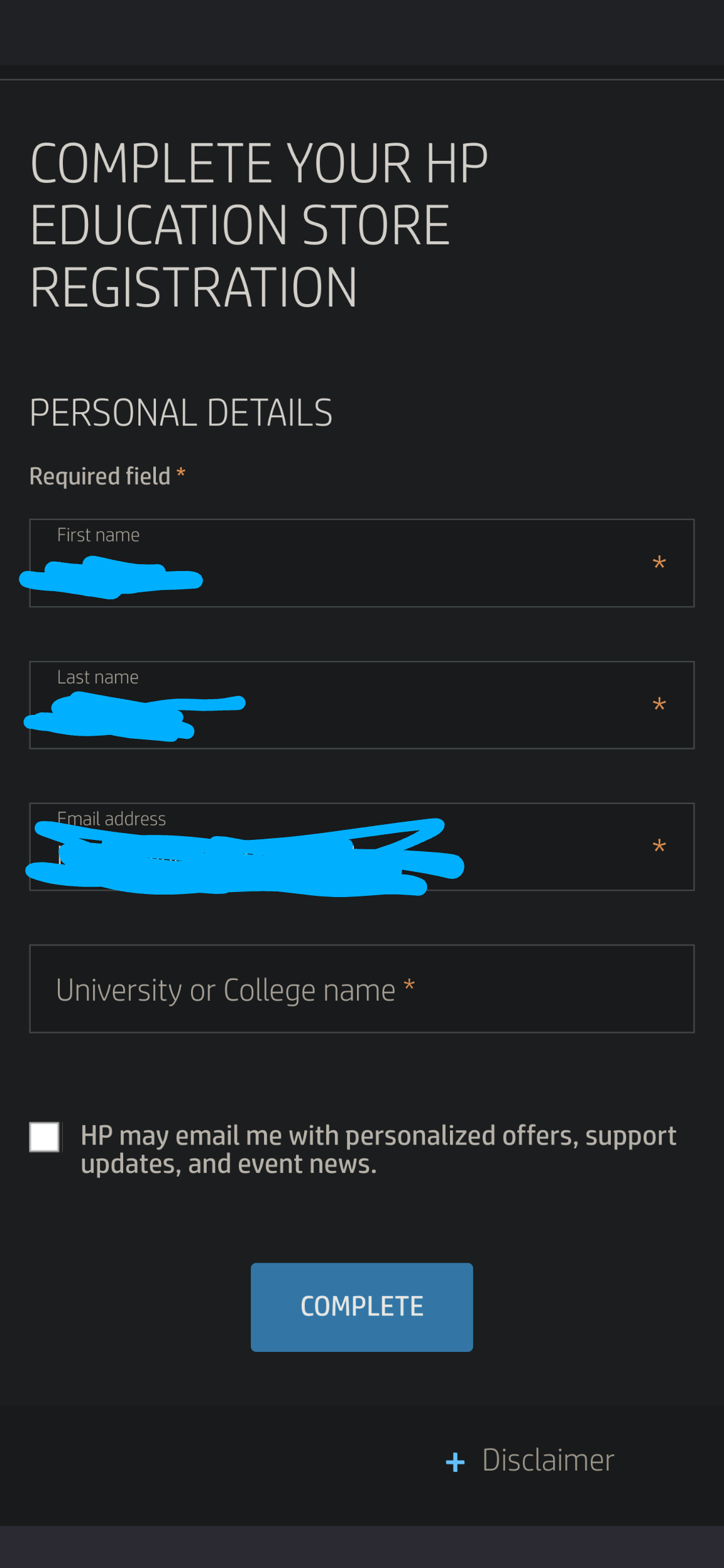 Problem with registering for Education Store - HP Support Community ...