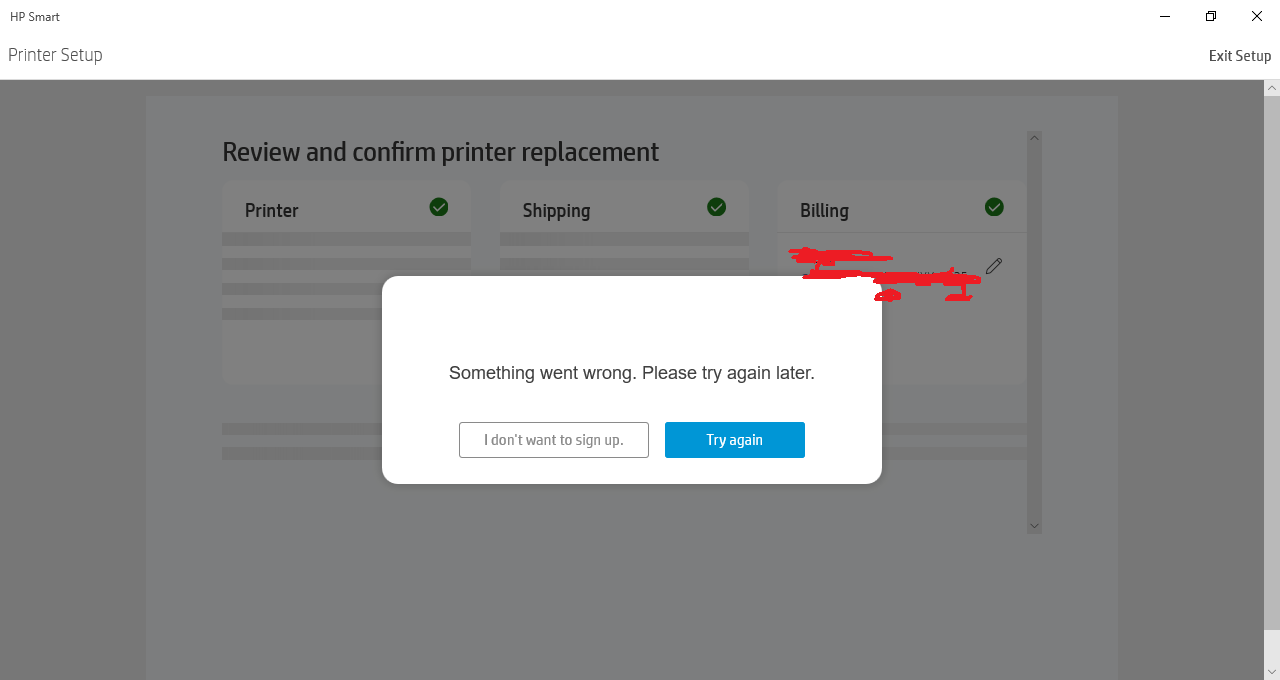 Can't enroll replacement printer: "Something went wrong. Pl... - HP ...
