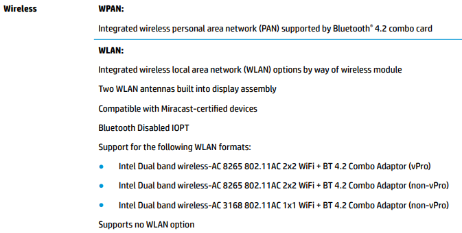 does the laptop (hp elitebook 820 g4) support the intel ax21... - HP ...