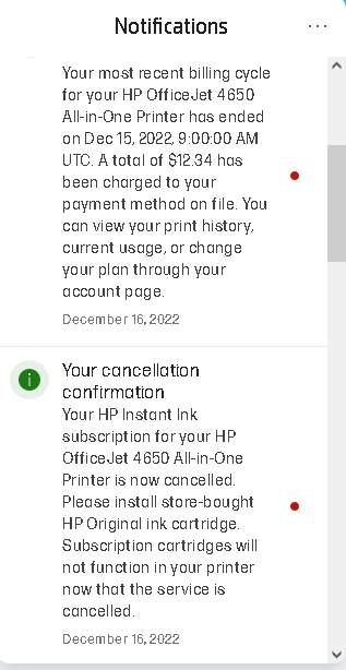 keep getting billed for instant ink - HP Support Community - 8574073