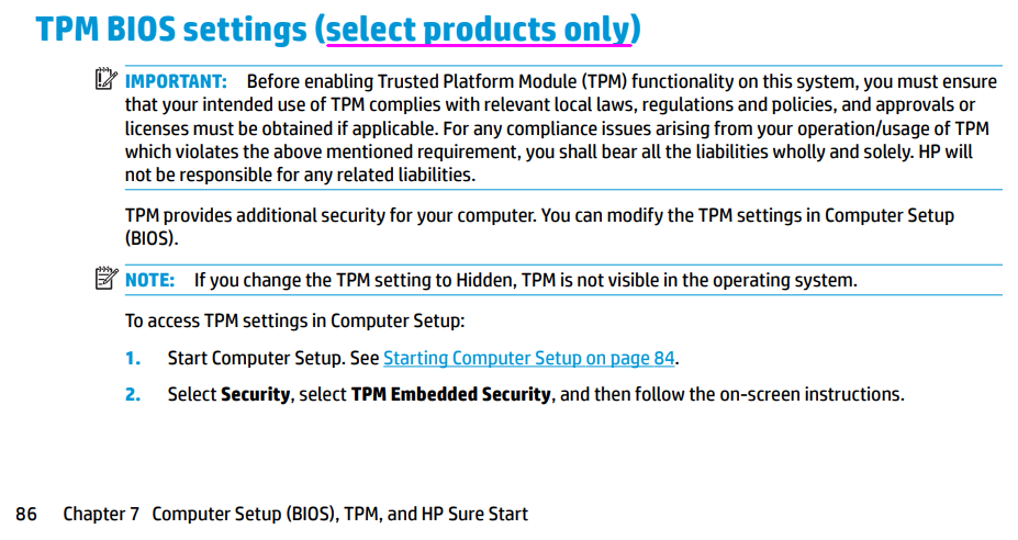 Tpm 2.0 enable - HP Support Community - 8576701