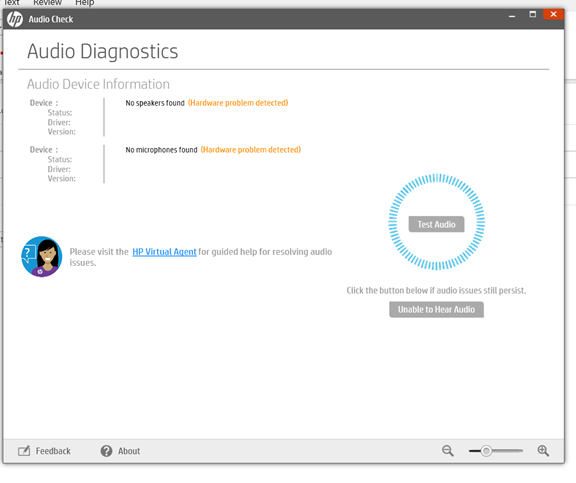 Audio problems: No input or output sound - HP Support Community - 8578648