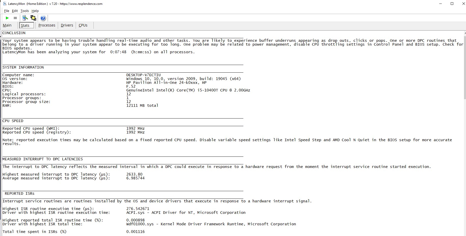DPC Latency - HP Support Community - 8582384