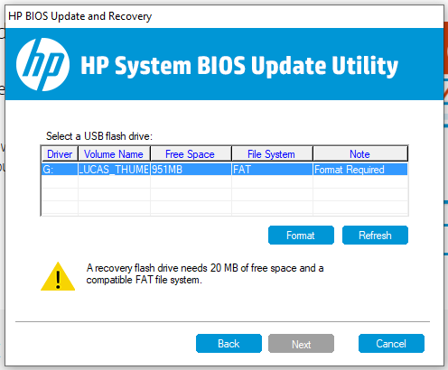 Trouble creating BIOS recovery flash drive - HP Support Community - 8587115