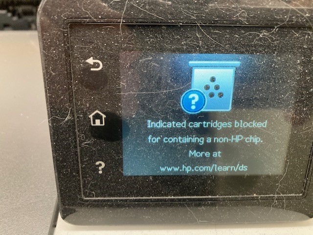 Using HP cartridges, but message says cartridge blocked - HP Support ...