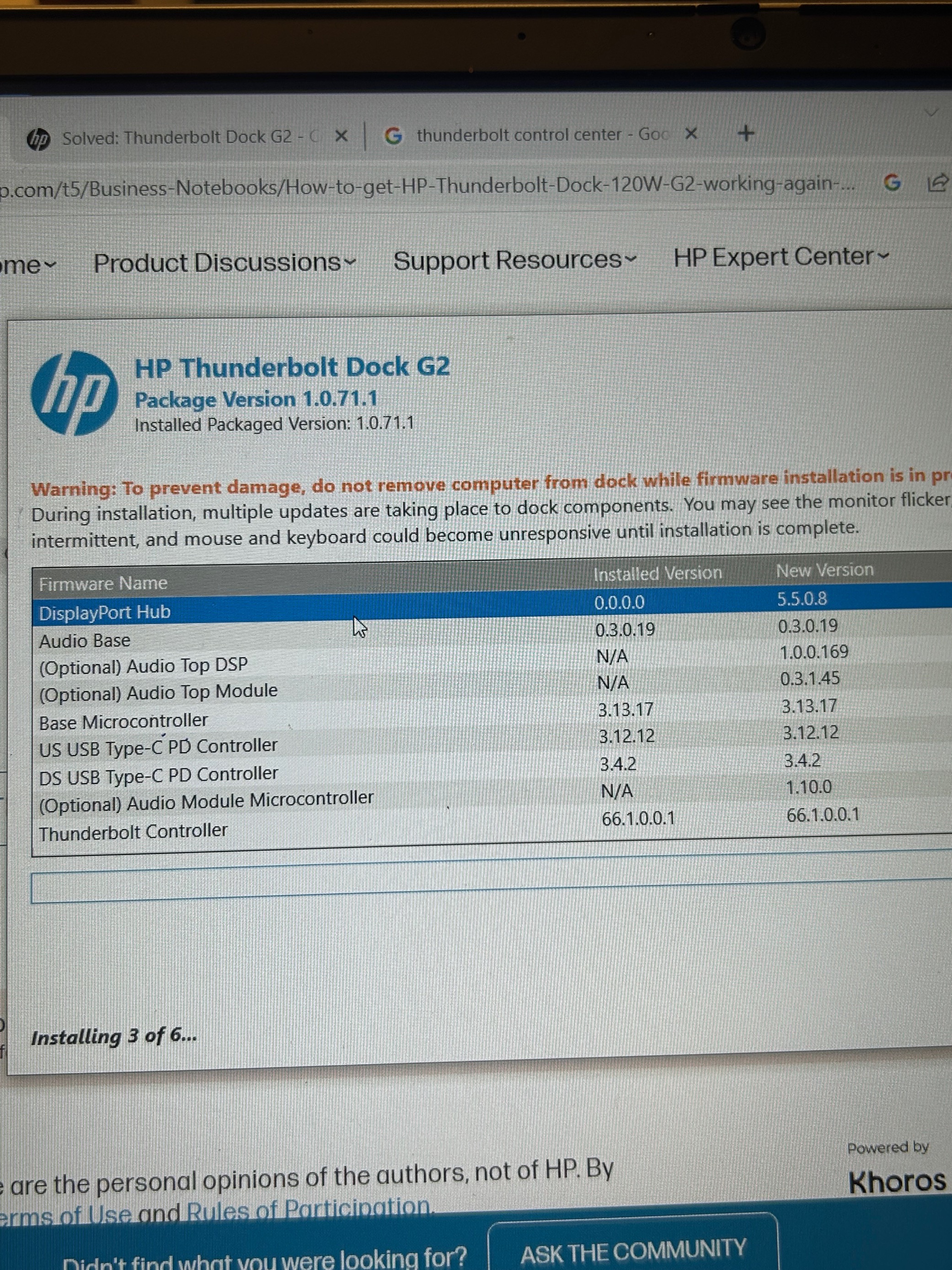 Thunderbolt Dock Fails Firmware update - HP Support Community - 8595129