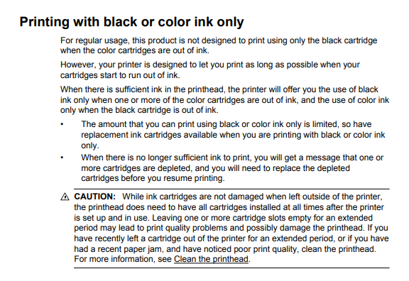 Hp printer no longer will print in black and white if color ... - HP ...