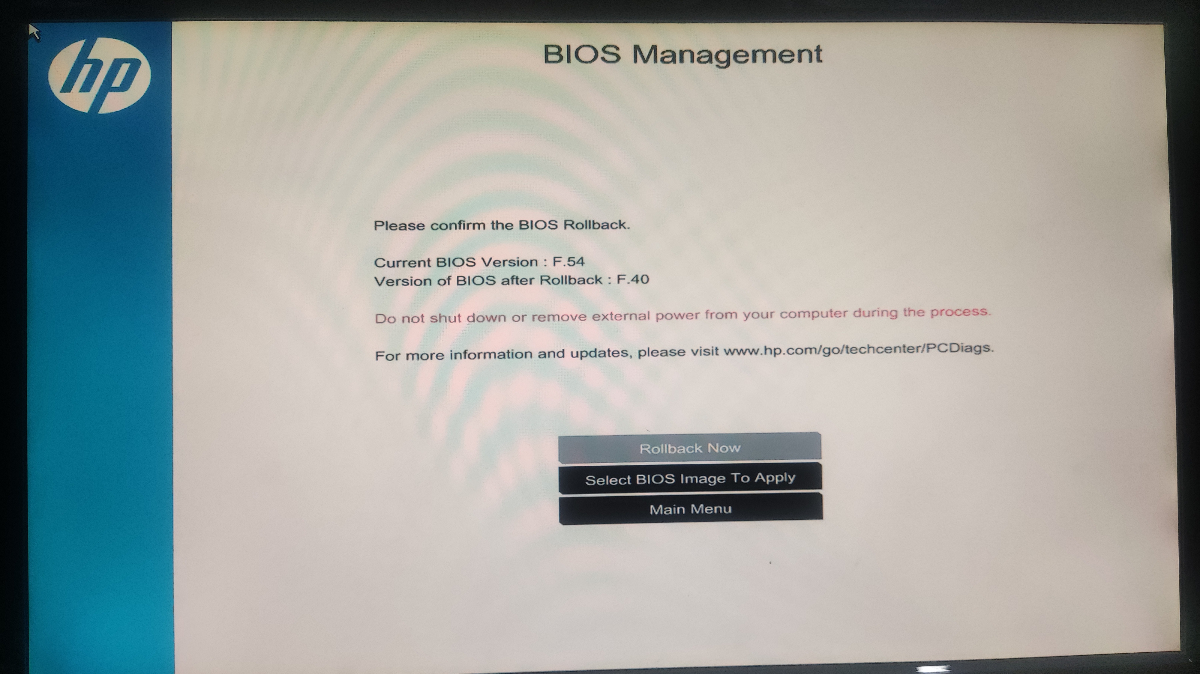 Can't Rollback BIOS - HP Support Community - 8607067