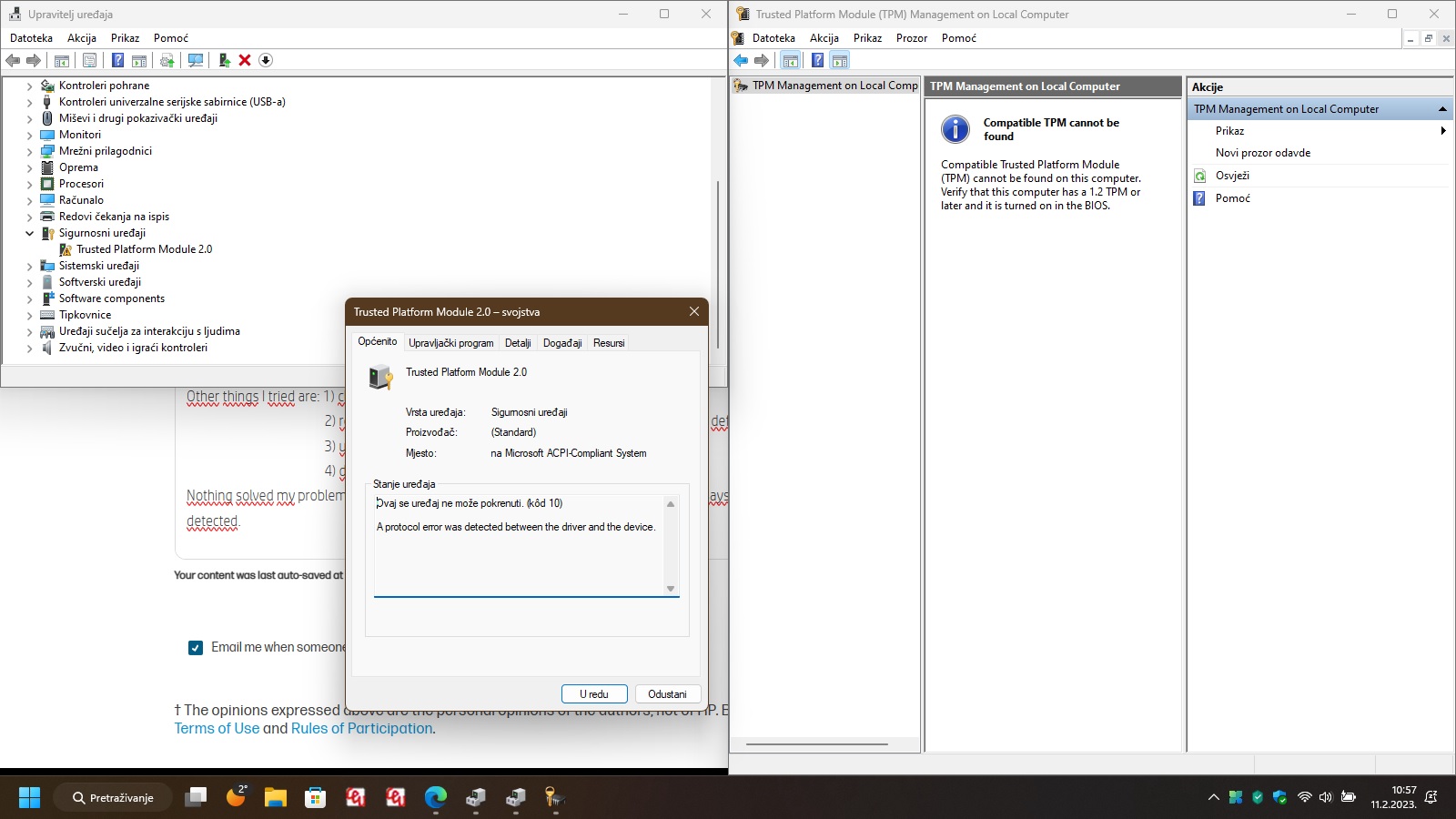 Solved: TPM 2.0 not working after updating intel Rapid Storage techn ...
