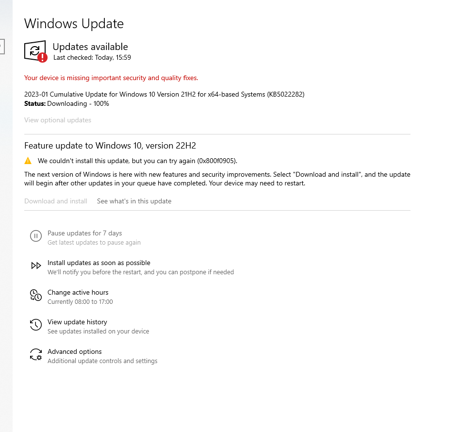 Couldn't Update Windows 10 version 21H2 for x64-based syste... - HP ...