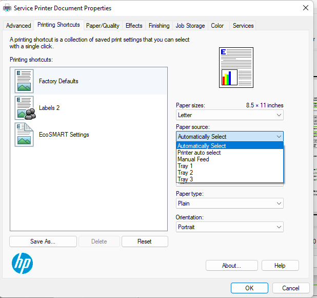 Enable automatic print from tray 1 in p2035 - HP Support Community ...