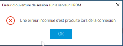 HPDM Console - login failed - "Unknown error occur during co... - HP ...