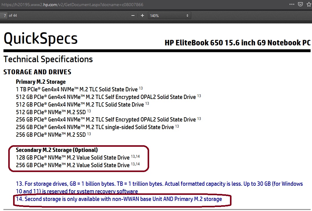HP Elitebook 650 g9 second SSD in wwan slot 4D168AV - HP Support ...