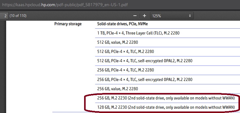 HP Elitebook 650 g9 second SSD in wwan slot 4D168AV - HP Support ...