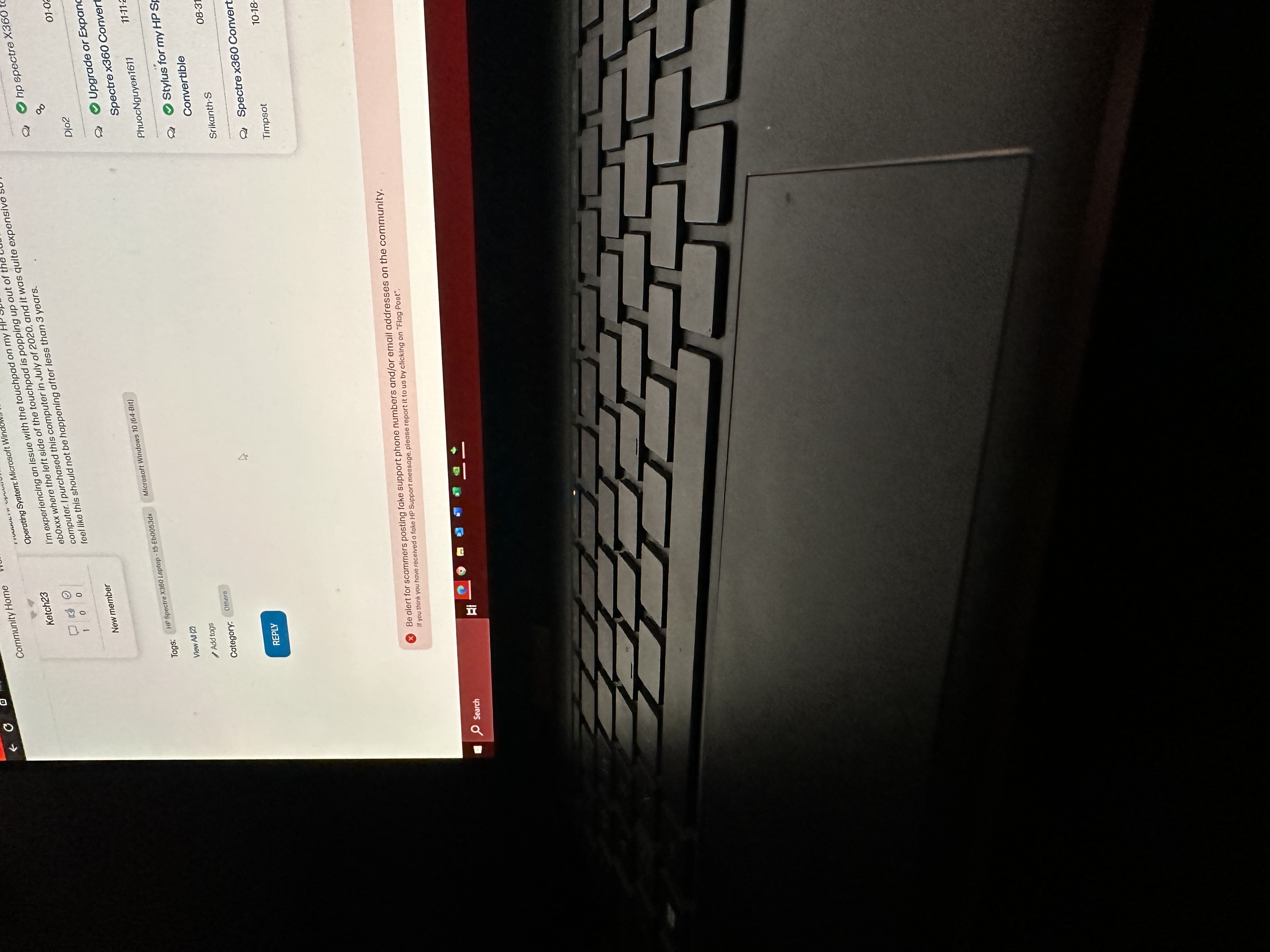 HP Spectre x360 Convertible 15-eb0xxx Touchpad Popping out - HP Support ...