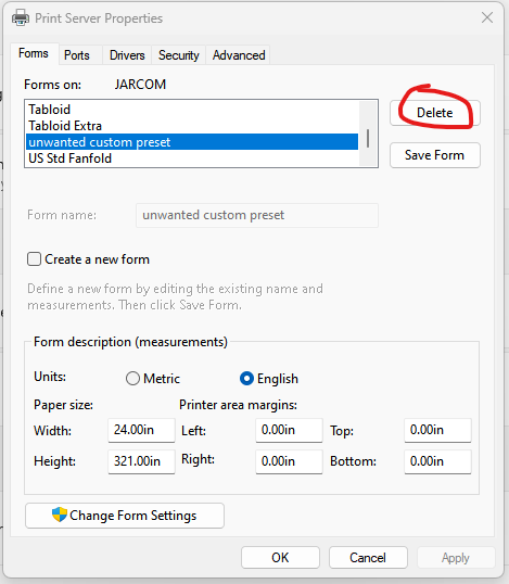 T210 Delete Custom Paper Size - HP Support Community - 8623572