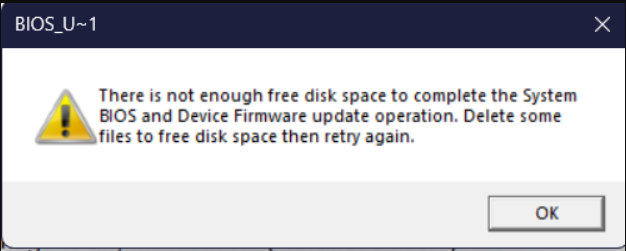 Bios update "there is enough Free disk space" warning - HP Support ...