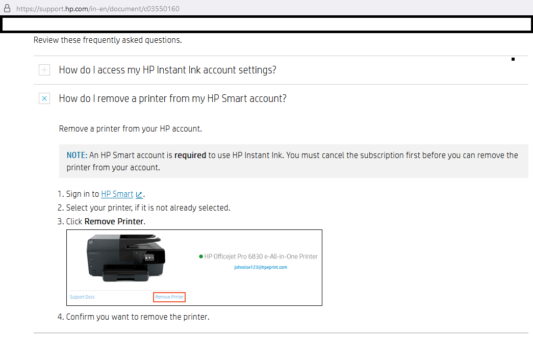 HP smart account - remove old printer - HP Support Community - 8675695