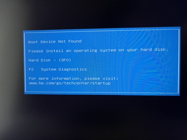 No Boot Device Found Hp Support Community 8690405