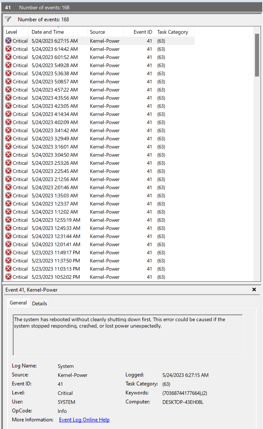 Desktop restarting frequently - HP Support Community - 8695200