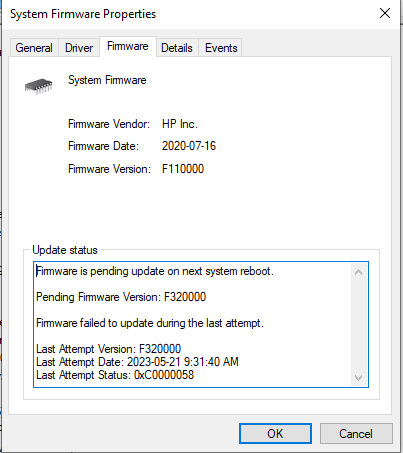 Device Error on Upgrade to System Firmware - HP Laptop - HP Support ...