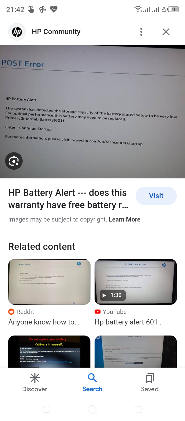 Battery replacement alert - HP Support Community - 8697890