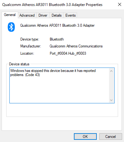 Bluetooth error - HP Support Community - 8698274